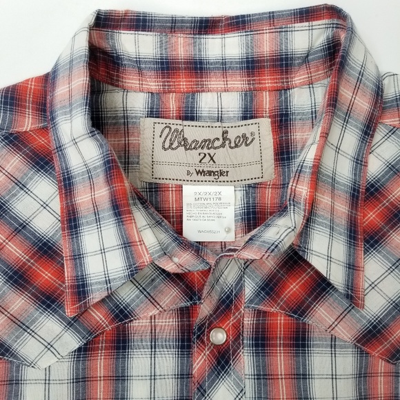Wrangler | Shirts | Wrangler Wrancher 2x Short Sleeve Snap Plaid | Poshmark